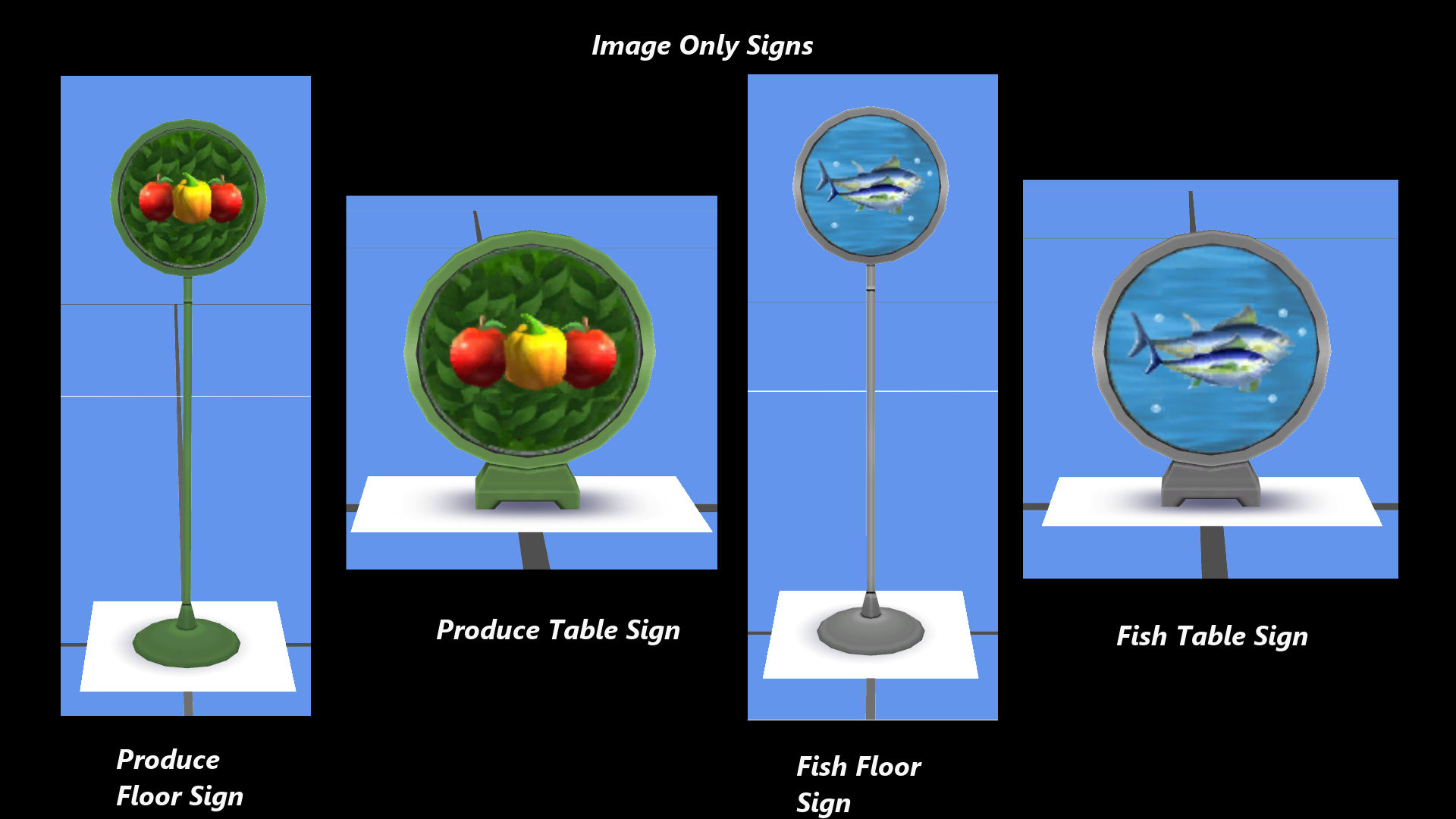 Mod The Sims - Produce and Fish Market Themed Restock Sign Overrides