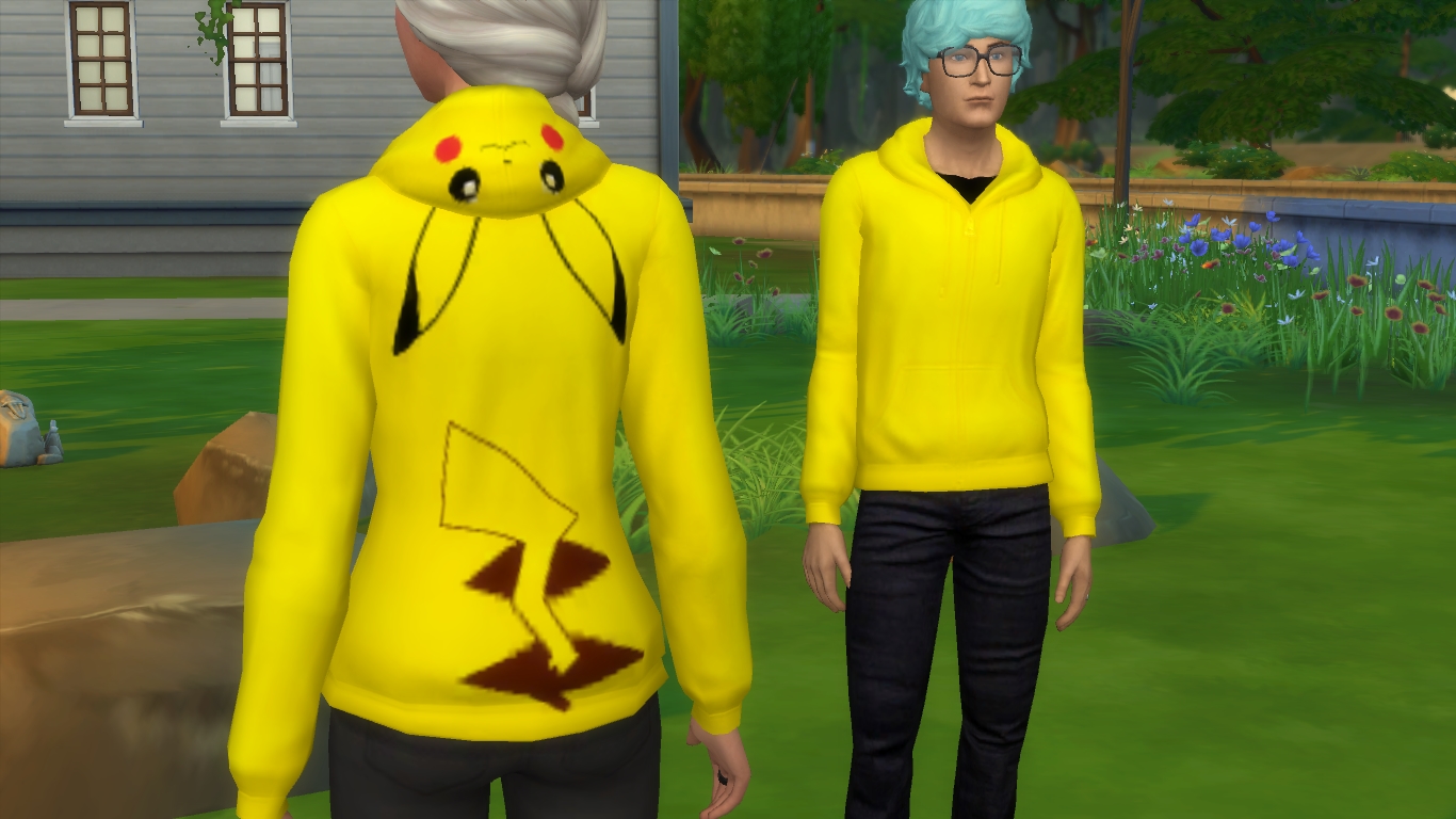 Mod The Sims - Pikachu Hoodie | For Male and Female