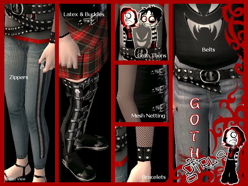 Mod The Sims - 3 No Mesh Goth Outfits for Little Girls.