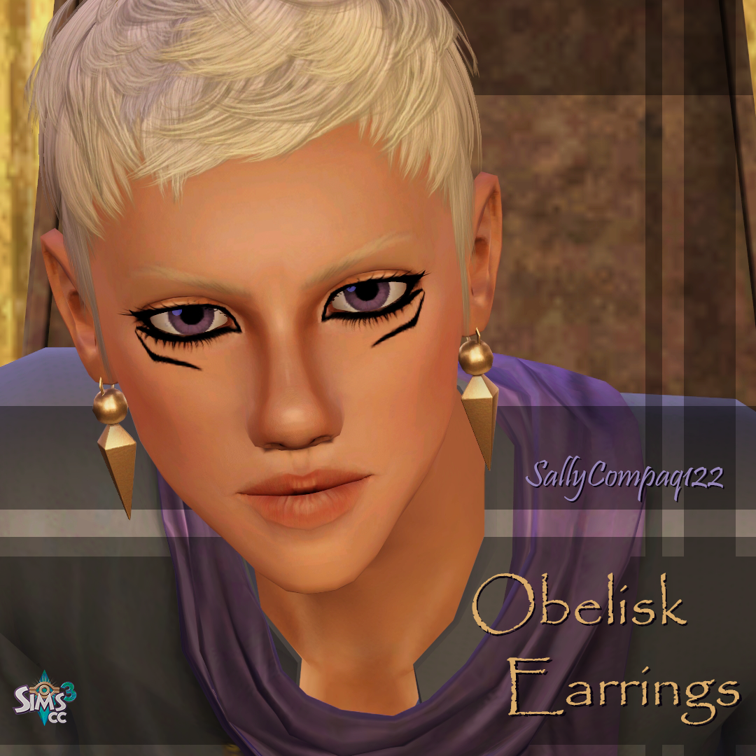 Mod The Sims - Marik Isthar's Obelisk Earrings from YuGiOh