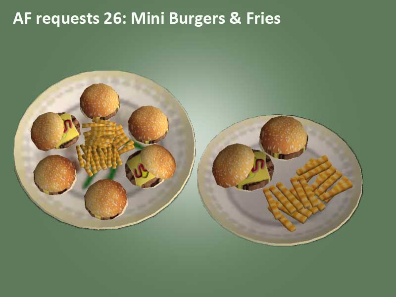 Mod The Sims - AF Requests 26: Mini Burgers & Fries/Chicken Nuggets & Fries
