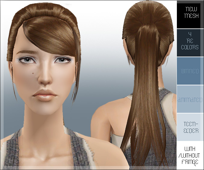 Mod The Sims - Great ponytail with new mesh, recolors, animated, etc.