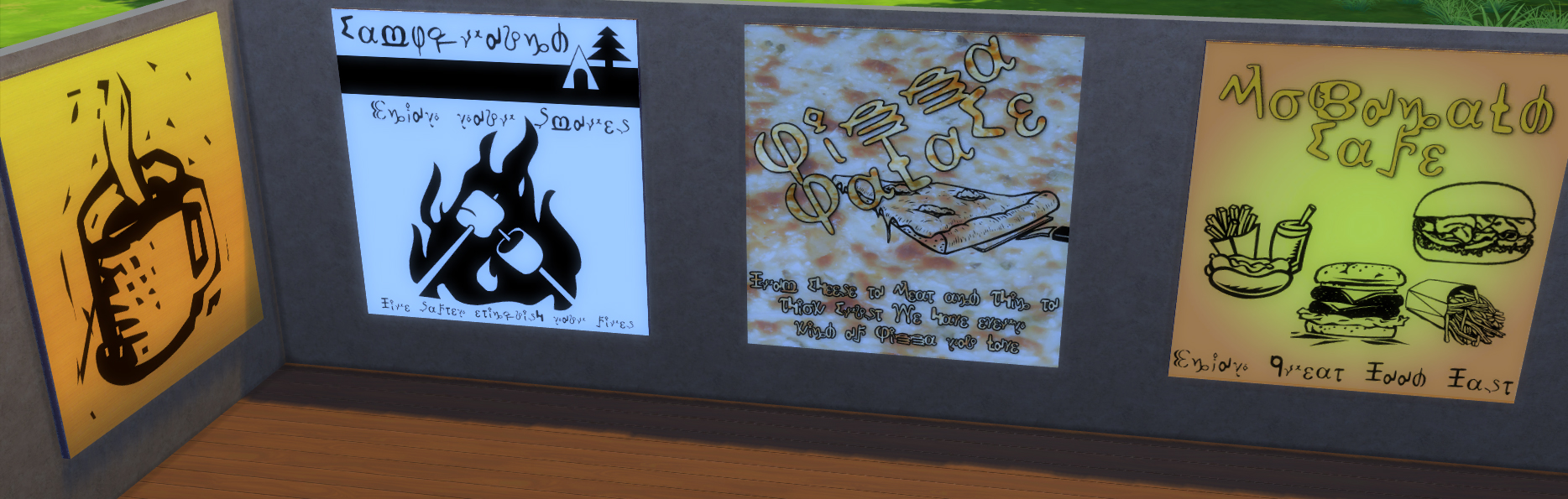 Mod The Sims - Simlish Food Advertisement / Menus Posters Set of 20