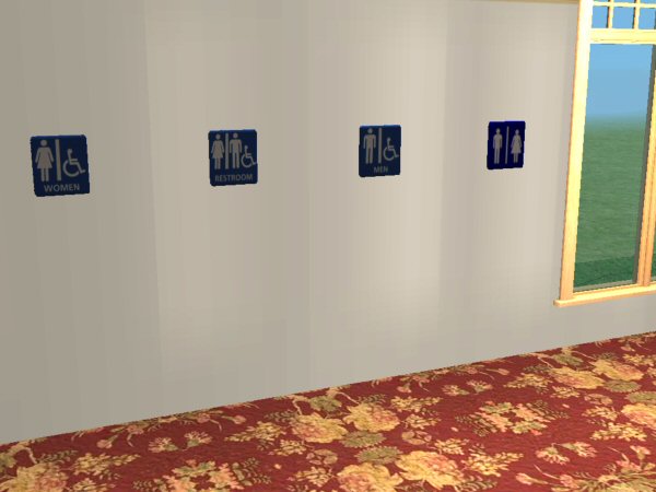Mod The Sims - Elevator and Bathroom Signs - New Mesh - By Request