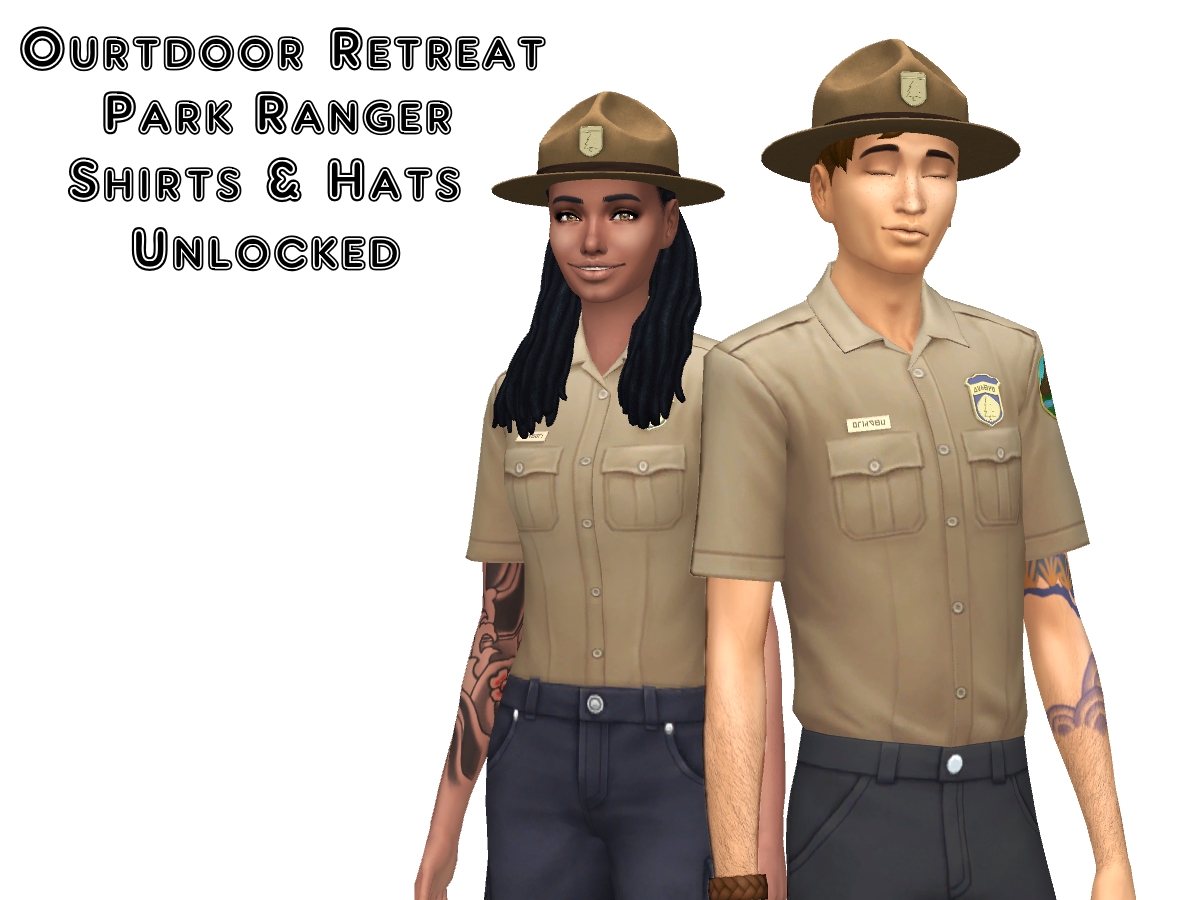 Mod The Sims - Outdoor Retreat Park Ranger Shirts & Hat Unlocked