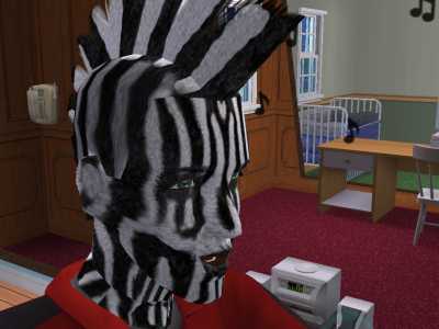 Mod The Sims - Zebra recolor of Maxis Mohawk