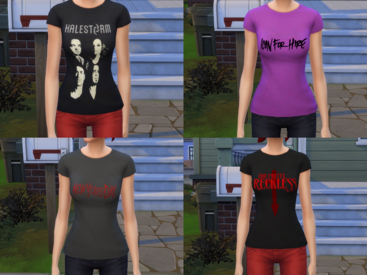 Mod The Sims - 4 Band Shirts