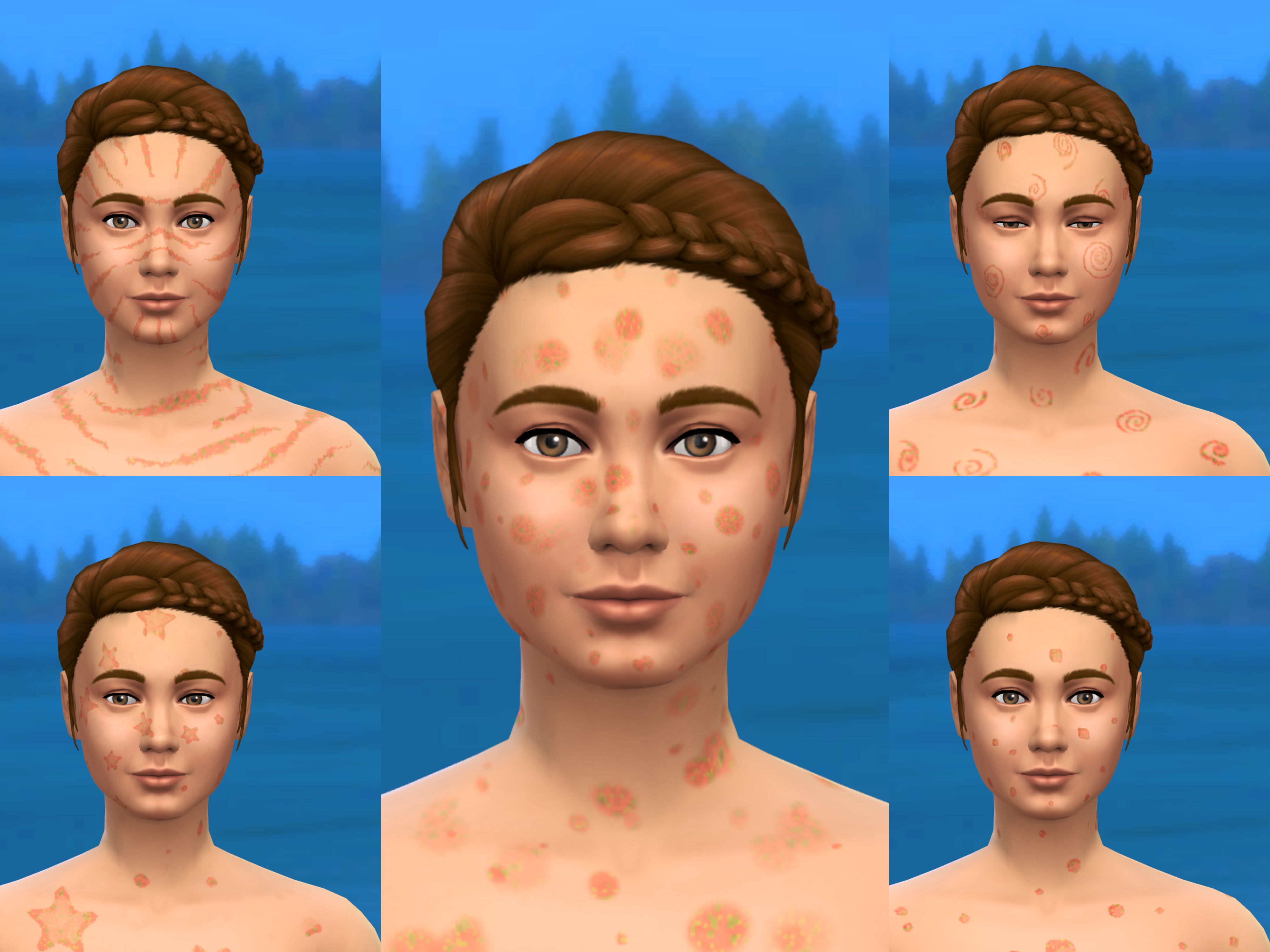 Mod The Sims - Stars, Swirls and Stripes Sickness Facepaint Unlocked