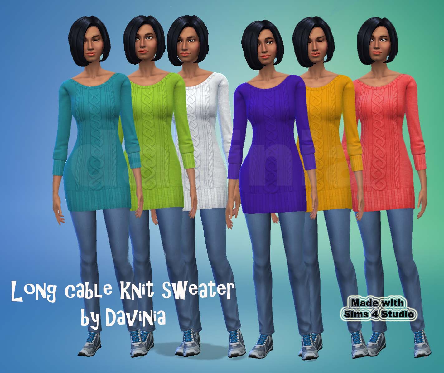Mod The Sims - Cable Knit Sweater Dress as a Top