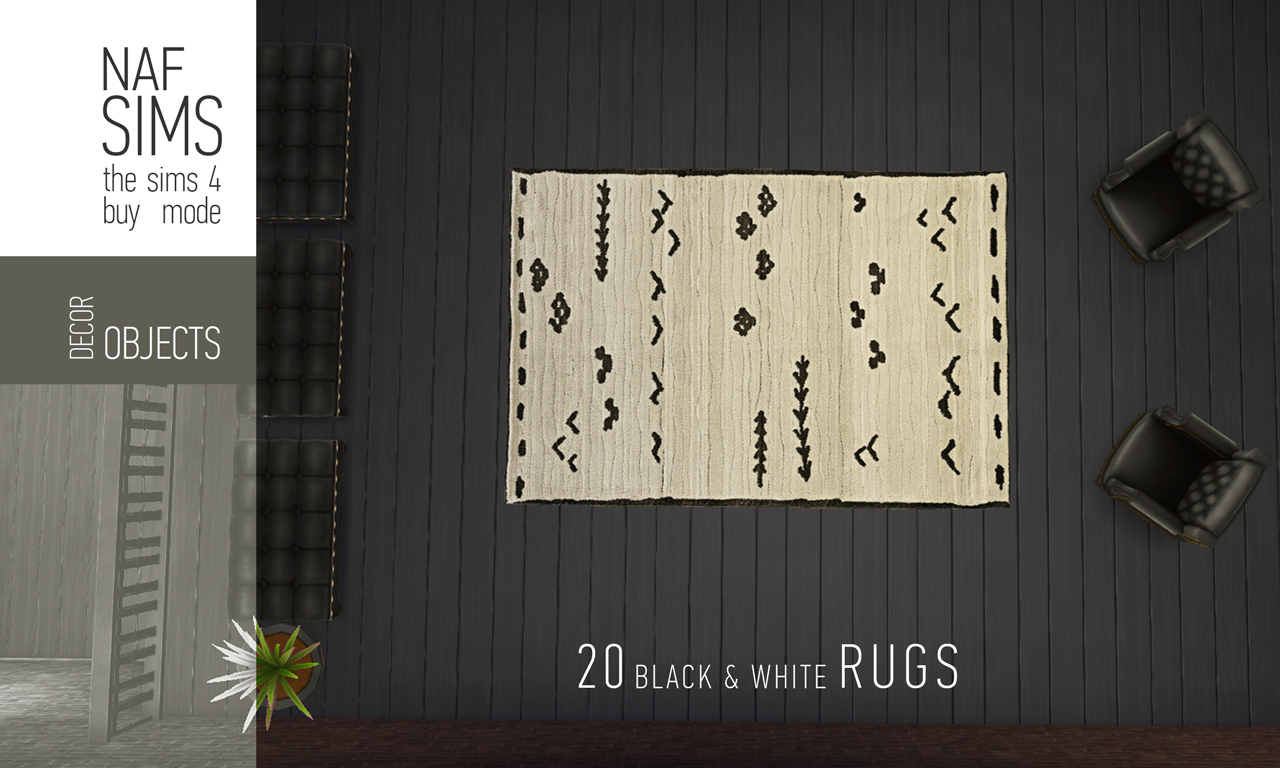 Mod The Sims - Black & White Rug Collection