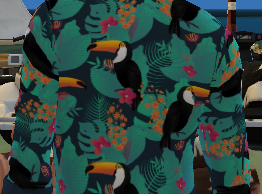 Mod The Sims - Tropical Toco Toucan Button-up Shirt
